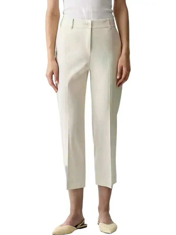Sisley Pressed-crease Cropped Trousers - Neutrals
