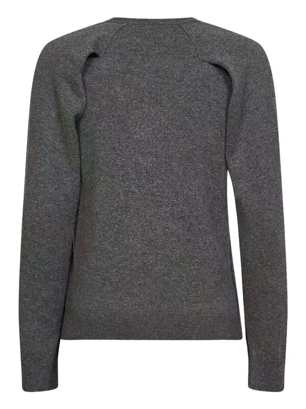 JIL SANDER Cashmere V-neck Cut-out Sweater - Grey
