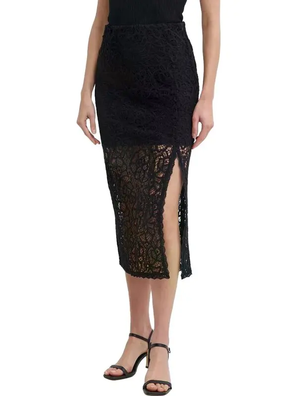Sisley Lace Slit Skirt - Black