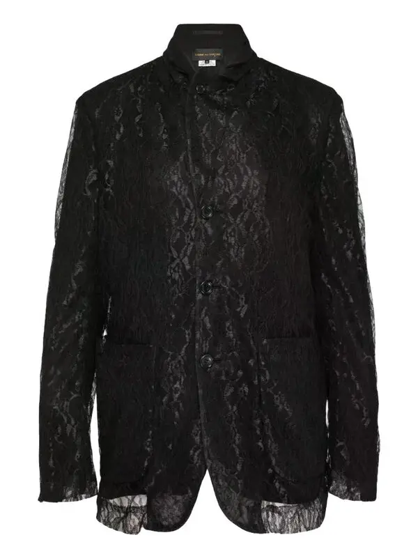 Comme Des Garçons Lace-overlay Layered Blazer - Black