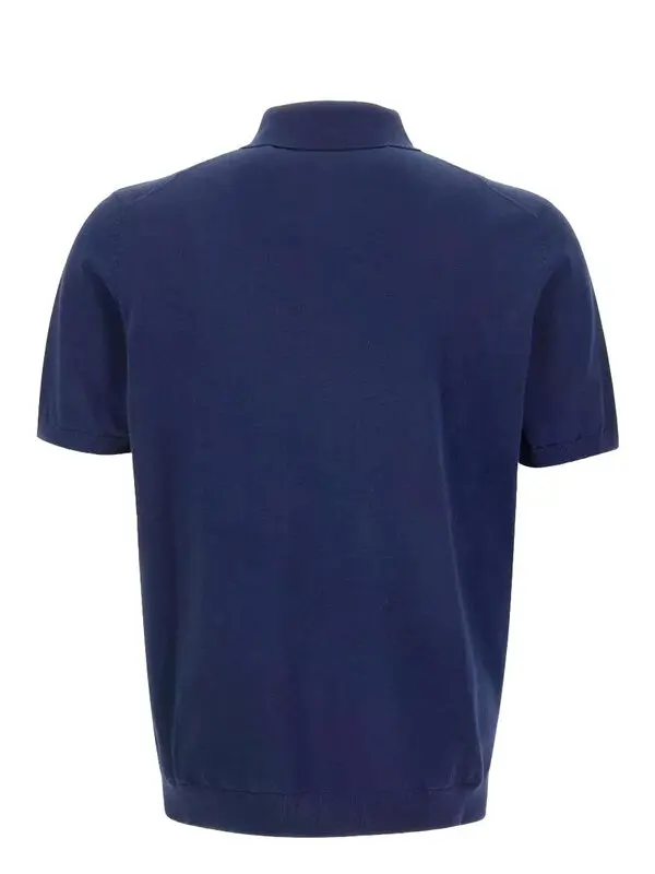 KANGRA Ribbed-trim Polo Shirt - Blue