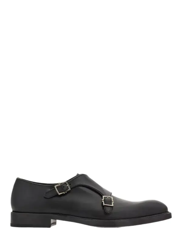 FERRAGAMO Calfskin Double Monkstrap Shoes - Black