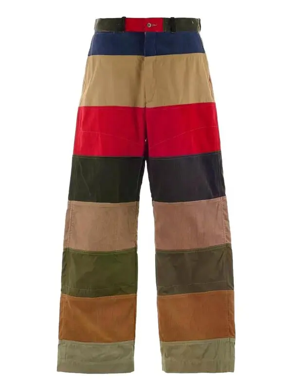 SAINT MXXXXXX Corduroy-detail Straight Trousers - Neutrals