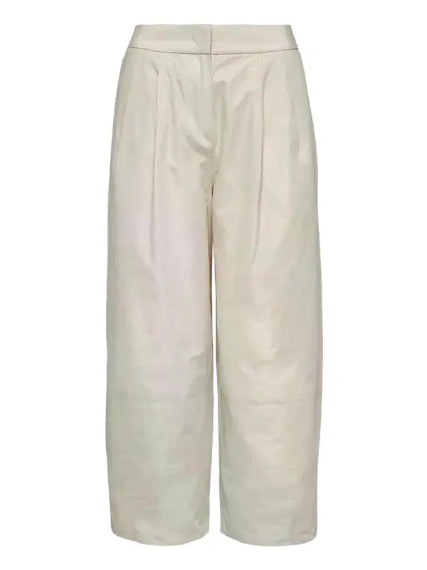CLUB21 Tumbled-finish Pleated Trousers - Neutrals