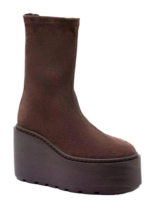 VIC MATIE F20 Zeppa Wedge Suede Ankle Boots - Brown