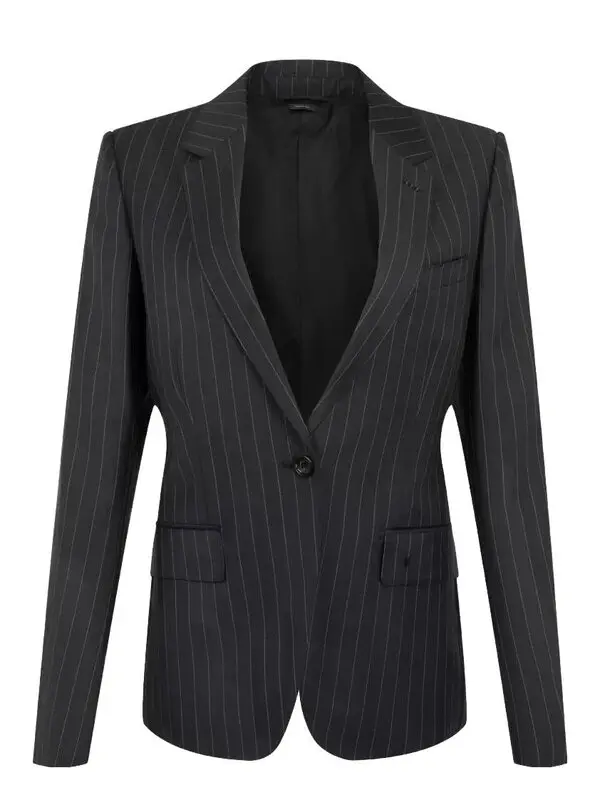 TOM FORD Chalk-stripe Single-breasted Jacket - Black