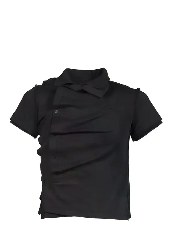 Natasha Zinko Shrunken Double-collar Polo Shirt - Black