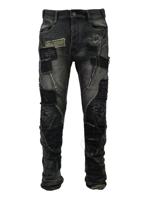D HYGEN Patchwork Distressed Jeans - Black