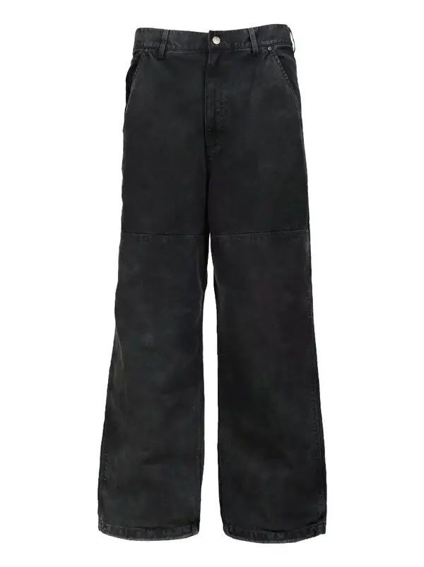 N.HOOLYWOOD Bleached Knee-patch Trousers - Black