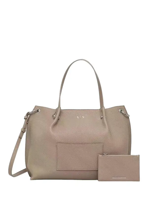 Armani Exchange Grained-effect Shoulder-strap Tote Bag - Neutrals