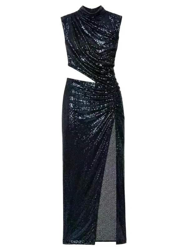 AMAZUIN Sequin-embroidered Asymmetrical Maxi Dress - Blue