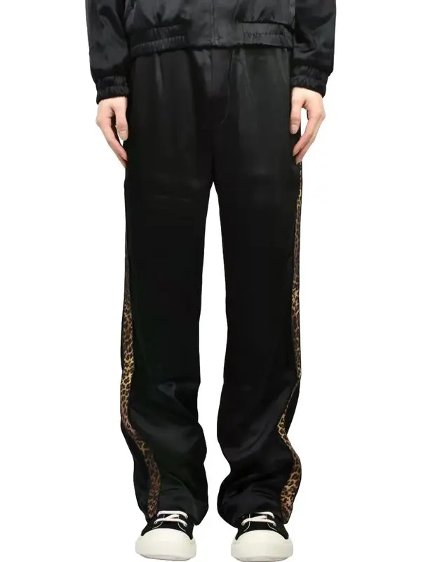 ERNEST W. BAKER Leopard-stripe Track Pants - Black