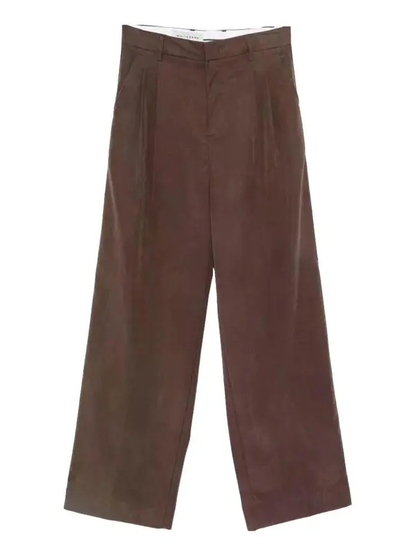 WHITE SAND Pleated Wide-leg Trousers - Brown