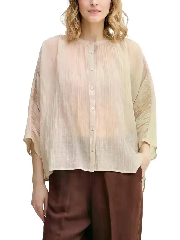 Sisley Crinkled-effect Button-up Blouse - Neutrals