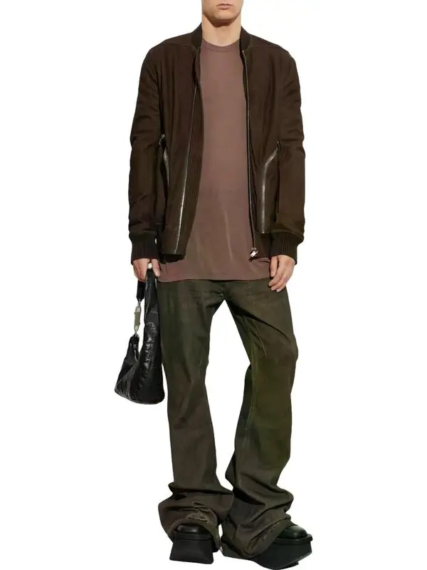 Rick Owens Zip-detail Leather Bomber Jacket - Brown