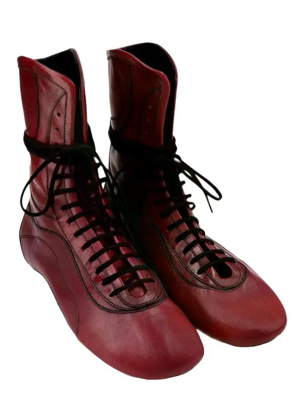 Dries Van Noten Leather High Top Sneakers - Red