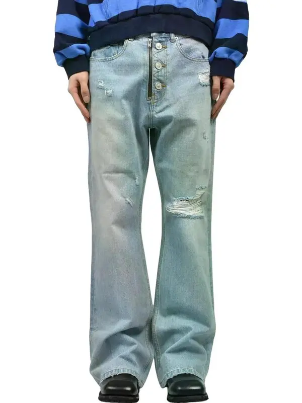 PROTOCOL INDEX Distressed Bootcut Jeans - Blue