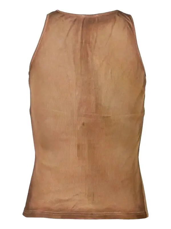 LA MASKARADE Distressed Logo-print Tank Top - Brown