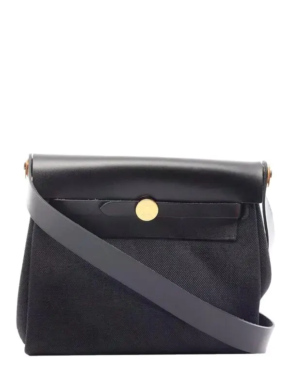 Hermès 1951 Military Toile And Vache Hunter Herbag Zip 20 Crossbody Bag - Black