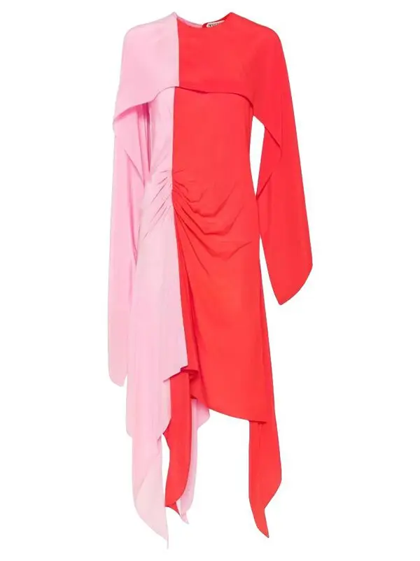 JW Anderson Silk Colour-block Cape Maxi Dress - Red