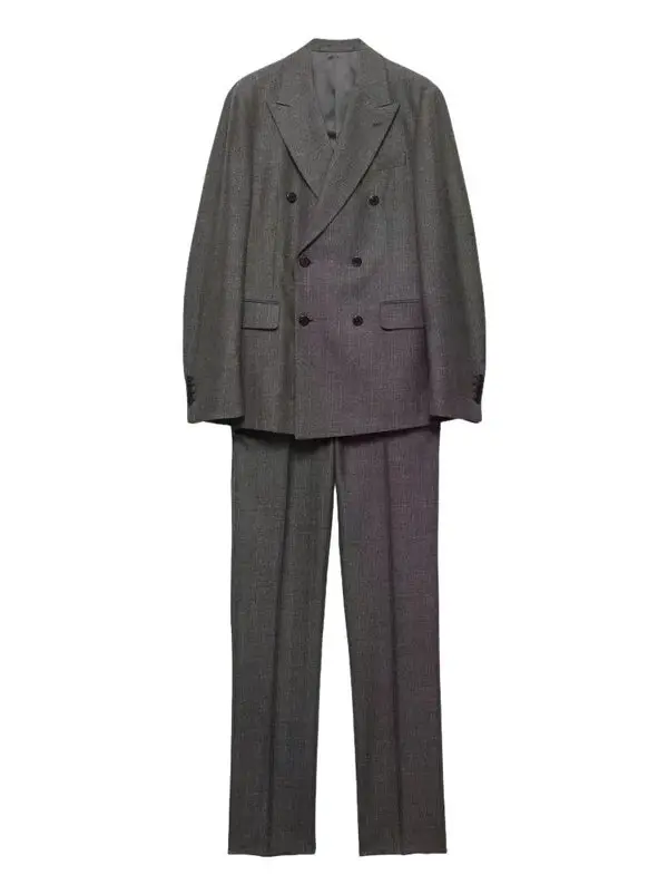 Prada Double-breasted Wool Suit - Brown