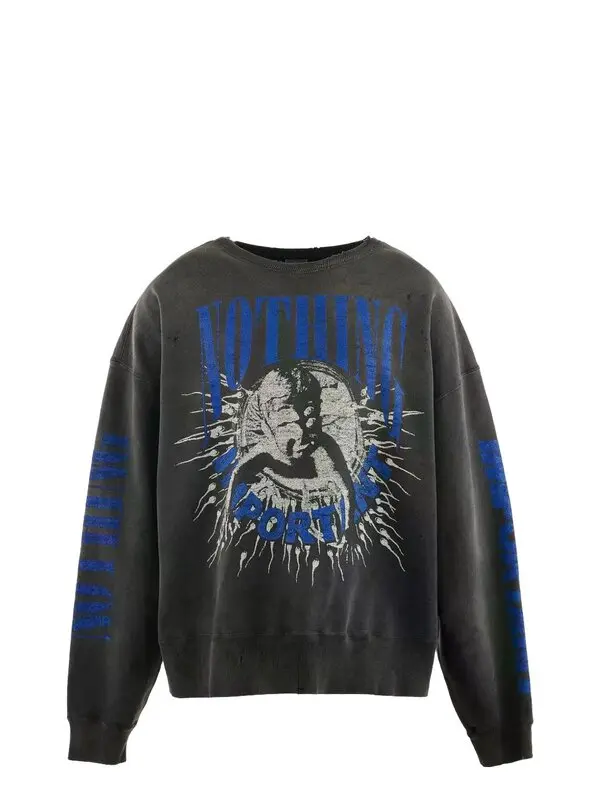 SAINT MXXXXXX Distressed Graphic-print Sweatshirt - Grey