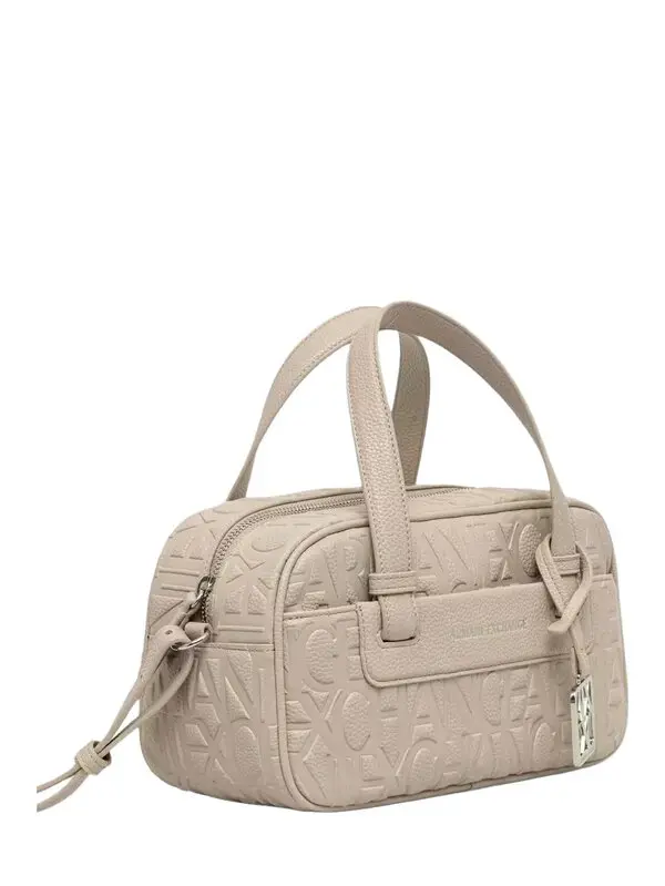 Armani Exchange Logo-embossed Leather Tote Bag - Neutrals