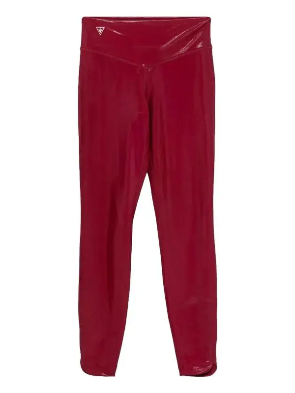 MACRON Metallic-effect Logo-patch Performance Leggings - Red