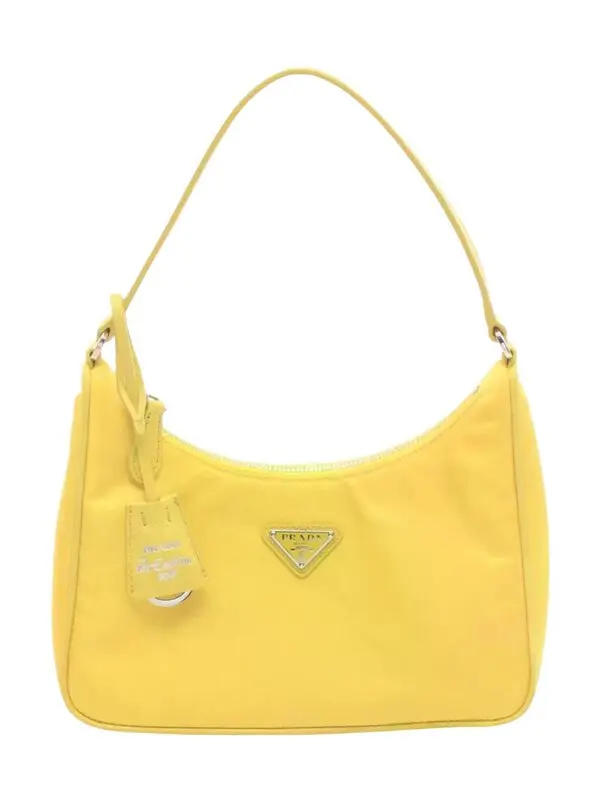 Prada Saffiano Trimmed Tessuto Re-edition 2005 Shoulder Bag - Yellow