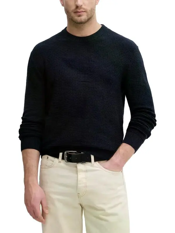 Sisley Waffle-knit Crew-neck Sweater - Blue