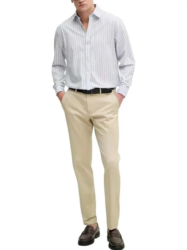 Sisley Vertical-stripe Long-sleeve Shirt - Blue
