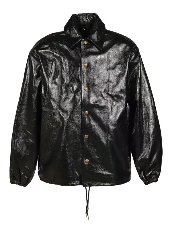 WILLY CHAVARRIA Leather Coach Jacket - Black