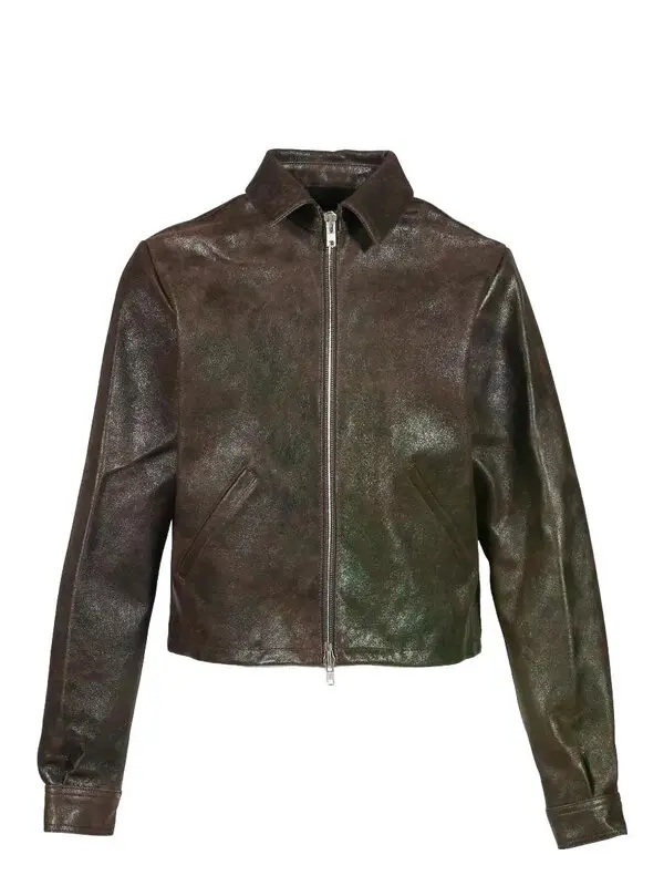 FILTH Waxed Leather Boxy Jacket - Brown