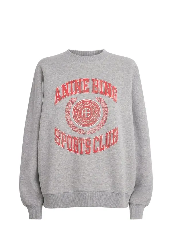 ANINE BING Oversized Miles Collegiate Sweatshirt - Grey