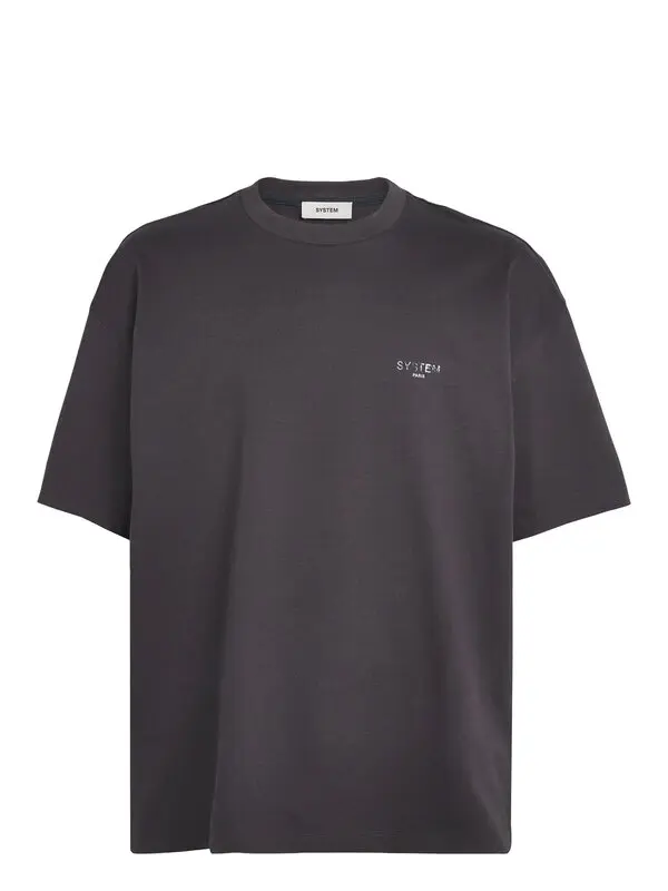 SYSTEM Cotton Logo T-shirt - Black