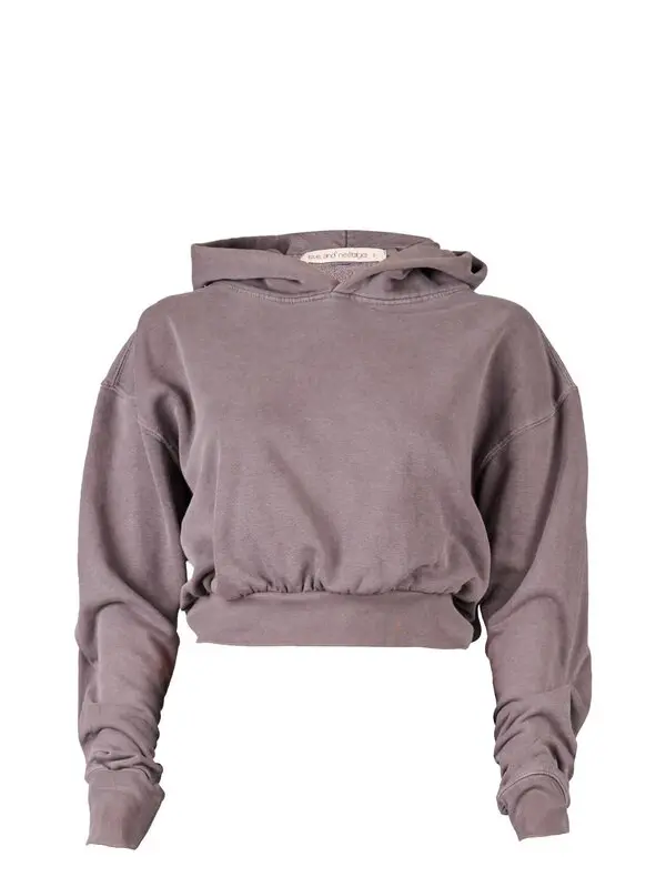 LOVE AND NOSTALGIA Carly Crop Hoodie - Brown