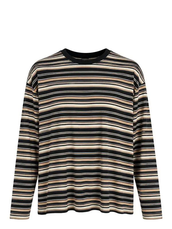FRONT ROW SHOP Stripe T-shirt - Beige/black