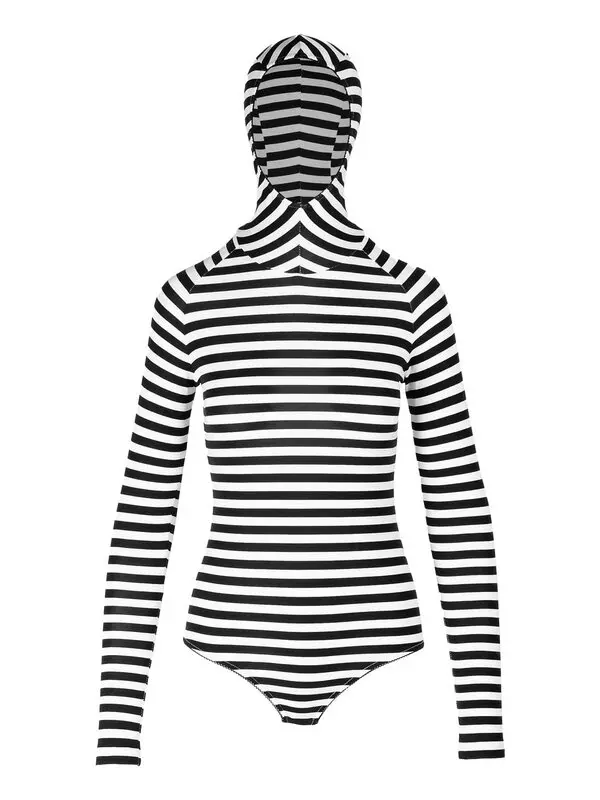 IOANA CIOLACU Striped Hooded Jersey Bodysuit - Blue/white