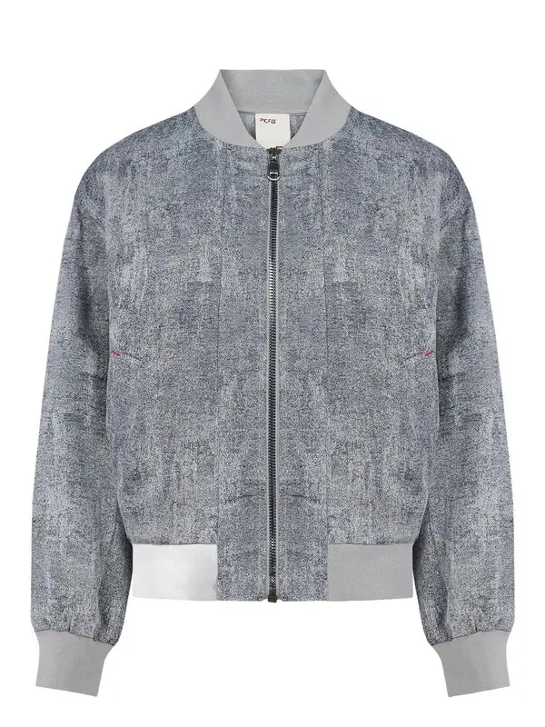 PCFG Free Heaven Ripped Look Bomber Jacket - Grey