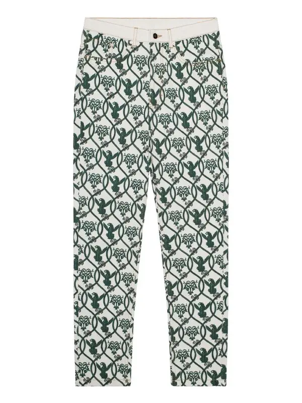 Place Of Ëlms Green / White Spiritual Guardian Denim Pants - Green/white