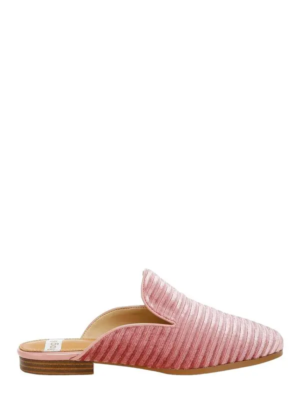 RAG & CO Ouzini Velvet Textured Slip On Mules - Pink