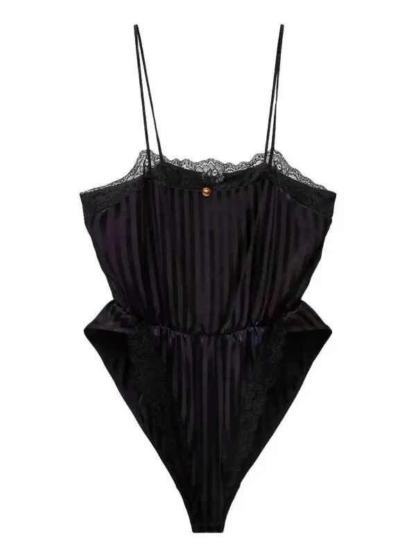 Versace Lace-trim Jacquard Silk Body - Black