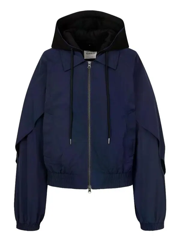 STUDIO TOMBOY Detachable Hood Bomber Jacket - Blue