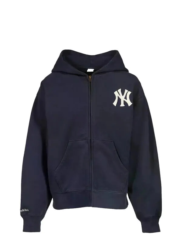 SPORTY & RICH Heritage Yankees Serif Zip-up Hoodie - Blue
