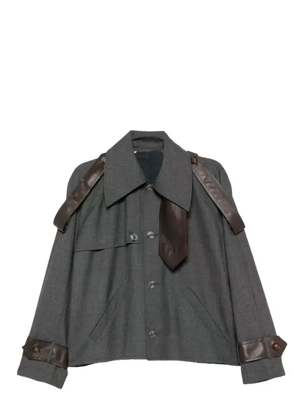 SONIA CARRASCO Contrast-panel Button-up Coat - Grey