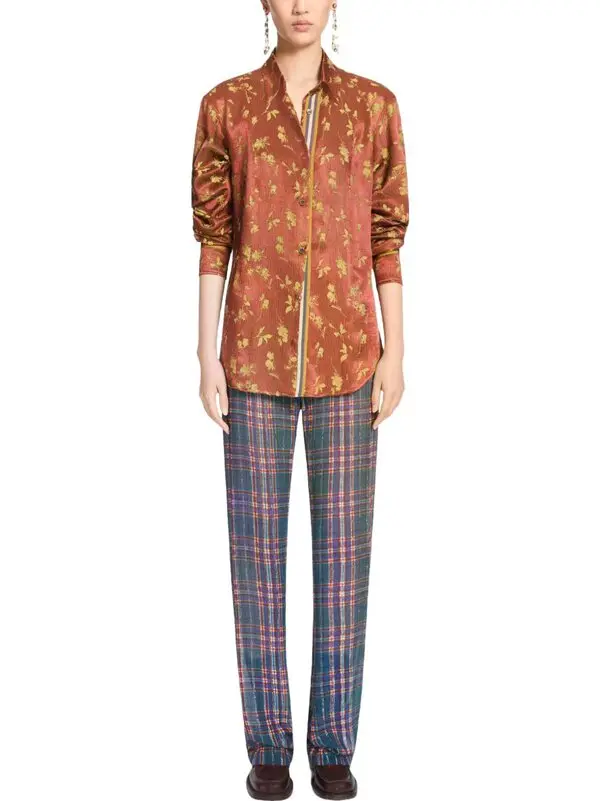 Dries Van Noten Elasticated Lurex Pants - Blue
