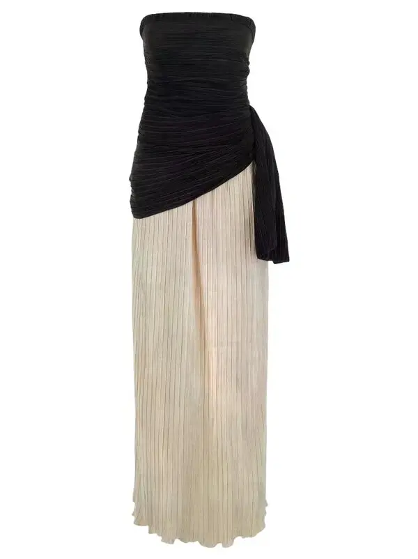 Simkhai Laia Pleated Strapless Maxi Dress - Neutrals