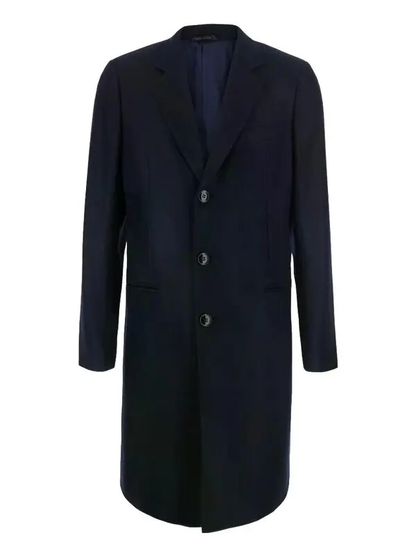 Giorgio Armani Diagonal-weave Single-breasted Coat - Blue