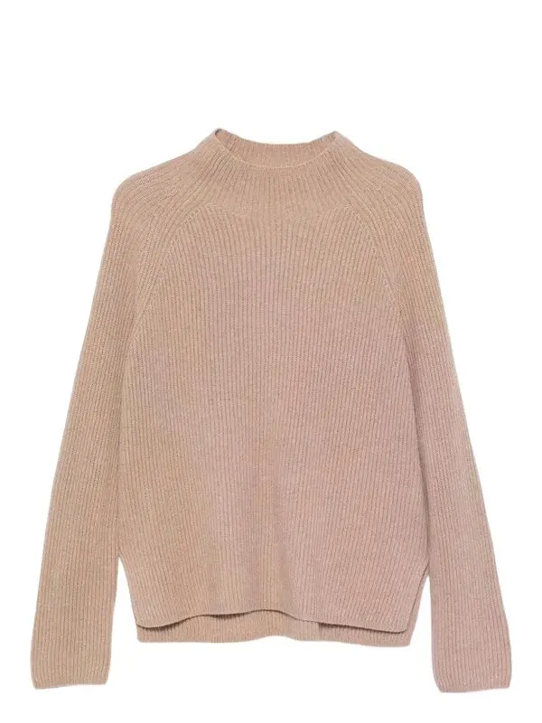 Max Mara Ribbed-knit High-neck Sweater - Neutrals