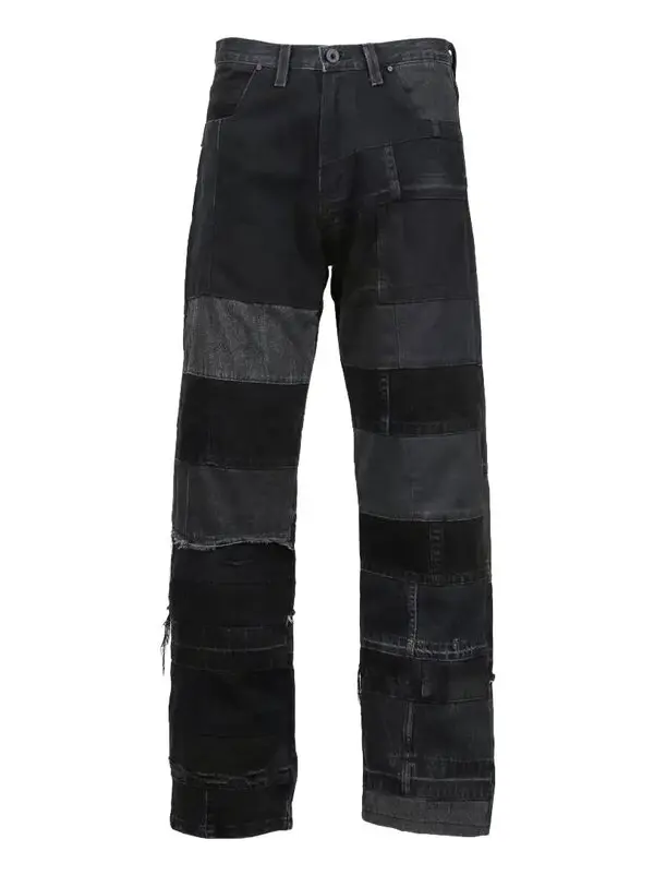 ANT Patchwork Wide-leg Jeans - Black